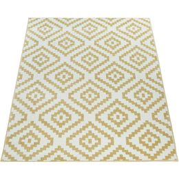 Paco Home Teppich &raquo;Stella 400&laquo; rechteckig 16 mm H&ouml;he Kurzflor, Pastell Farben, Rauten Design, Wohnzimmer gelb Obermaterial: 100% Polypropylen B :...