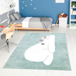 Carpet City Kinderteppich »ANIME921« rechteckig 11 mm Höhe Kinderzimmer Teppich Modern mit Mond, Blumen, Wolken, Creme, Multi grün Obermaterial:...