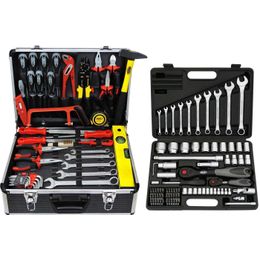 Famex Werkzeugset 723-47, 170-tlg., Mechaniker Werkzeugkoffer mit Werkzeug, schwarz