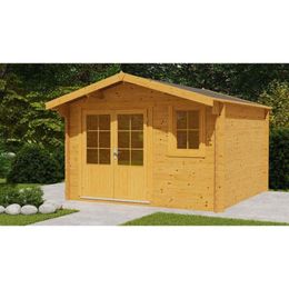 Garten- und Gerätehaus Roger-34 Imprägniert Gartenhaus aus Holz, Gartenhütte mit 34 mm Wandstärke Geräteschuppen - Naturbelassen - Alpholz