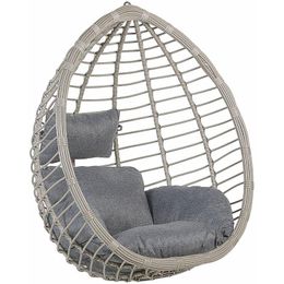 Beliani - Hängesessel Grau Rattan inkl. Kissen Outdoor Indoor Boho Stil - Grau