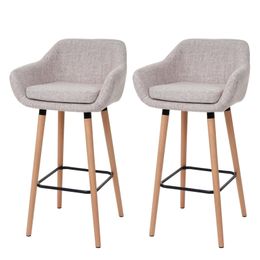 MCW 2er-Set Barhocker Vaasa T381, Barstuhl Tresenhocker ~ Textil, creme grau