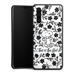 DeinDesign Handyhülle Peanuts Blumen Snoopy Snoopy Black and White This Is The Life, Huawei P30 Pro Silikon Hülle Premium Case Handy Schutzhülle