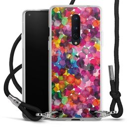 DeinDesign Handyhülle bunt Punkte Wasserfarbe Overlapped Watercolor Dots, OnePlus 8 Handykette Hülle mit Band Case zum Umhängen Cover mit Kette, weiß