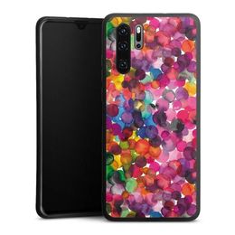 DeinDesign Handyhülle bunt Punkte Wasserfarbe Overlapped Watercolor Dots, Huawei P30 Pro Silikon Hülle Premium Case Handy Schutzhülle, schwarz