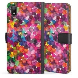 DeinDesign Handyhülle bunt Punkte Wasserfarbe Overlapped Watercolor Dots, Huawei Y5 (2019) Hülle Handy Flip Case Wallet Cover Handytasche Leder