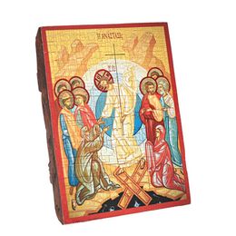 NKlaus Bild Auferstehung Jesus Christus Christliche Holzbrett Ikone 16x12,5 Handar, Religion