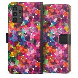 DeinDesign Handyhülle bunt Punkte Wasserfarbe Overlapped Watercolor Dots, Samsung Galaxy A13 4G Hülle Handy Flip Case Wallet Cover, schwarz