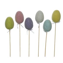 Decoris season decorations Osterei, Ostereier Blumenstecker mit Tautropfen 6cm bunt / pastell 6 Stück