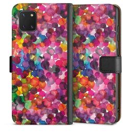 DeinDesign Handyhülle bunt Punkte Wasserfarbe Overlapped Watercolor Dots, Samsung Galaxy Note 10 lite Hülle Handy Flip Case Wallet Cover, schwarz