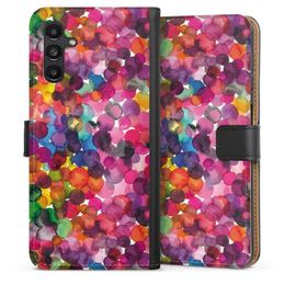 DeinDesign Handyhülle bunt Punkte Wasserfarbe Overlapped Watercolor Dots, Samsung Galaxy A13 5G Hülle Handy Flip Case Wallet Cover, schwarz