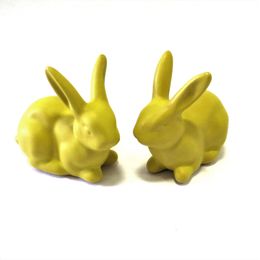 Scheulen GmbH Osterfigur Deko Oster Hase 2er Set Gelb Ockerfarben Keramik (2 St), 2er Set