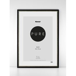 Komar Bilderrahmen Elegant, Echtholzbilderrahmen, goldfarben|schwarz, 50 cm x 70 cm, 50x70 cm, Schwarz/goldfarben