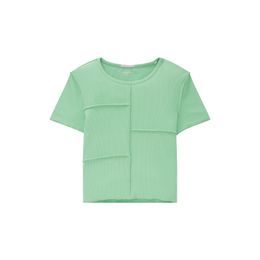Tom Tailor Mädchen Cropped T-Shirt mit Rippstruktur, grün, Uni, Gr. 152
