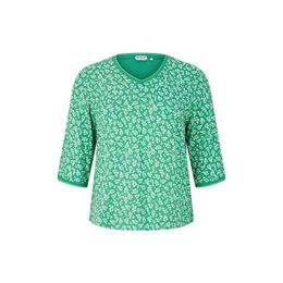 Tom Tailor Damen Plus - Gemustertes Shirt, grün, Blumenmuster, Gr. 52