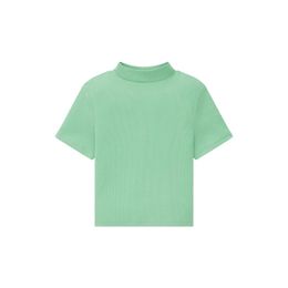 Tom Tailor Mädchen Cropped T-Shirt mit Rippstruktur, grün, Uni, Gr. 152
