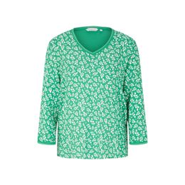 Tom Tailor Damen Langarmshirt mit Allover-Print, grün, Blumenmuster, Gr. M