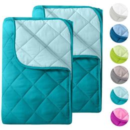 wometo - 2 Stück Microfaser Sommer Steppbett im Wende-Design 155x220 – OekoTex türkis kochfest 95° Leichtsteppbett für Camping und heiße Tage i ohne