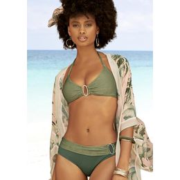 JETTE Set: Triangel-Bikini 'Londyn' grün Gr. 32 Cup A/B. Mit Zierschnallen, Ziergürtel. Ohne Bügel