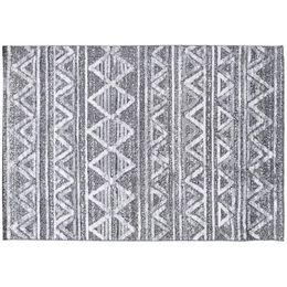 Miliboo Berber-Teppich mit Reliefmuster weiß und grau 160 x 230 cm erga - Dunkelgrau