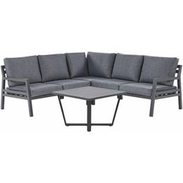 Beliani Gartenset / Loungeset Dunkelgrau 5-Sitzer mit Gartentisch aus Aluminium Inkl. Polyester Auflagen Garten-, Terrasse-Zubehör Outdoor Modern - Schwarz