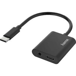 Hama USB-C-Stecker auf 3.5-mm-Klinke/USB-C-Buchse Adapter, Schwarz