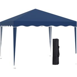 Outsunny Faltpavillon Pavillon 3 x 3 m Gartenpavillon faltbar Partyzelt höhenverstellbar Gartenzelt mit Transporttasche UV-Schutz Stahl Oxford Blau - Blau