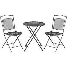 Outsunny - 3tlg. Bistro-Set aus Tisch & 2 Stühlen, Metall, Schwarz, 55,5 x 55,5 x 69,5 cm - Schwarz