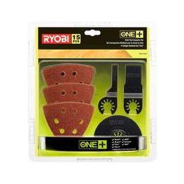 Ryobi Schleif- und Sägeblatt-Set RAK15MT, 15-teilig, für Multitool, Sägeblatt-Satz Inhalt: Segment-Sägeblatt, Schleifpapier, Tauch-Sägeblatt Inhaltsbeschreibung: 3 Sägeblätter, 12 Schleifblätter