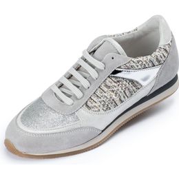 Dynamic24 Damen Casual Sneaker Freizeitschuhe - grau/silber