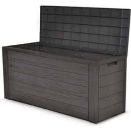 Dynamic24 Auflagenbox Holz Optik Gartenbox Gartentruhe Auflagen Kissenbox Gartentruhe