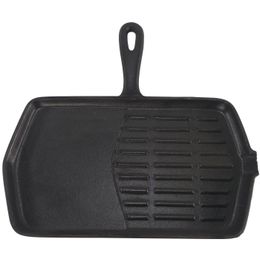 ECHTWERK Grillpfanne, Gusseisen (1-tlg), Steakpfanne mit Grillstreifen, Emaille-Beschichtung, 34 x 30,5 cm, schwarz