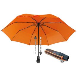Euroschirm® Taschenregenschirm light trek, kompakte Größe, mit Automatik und integriertem Kompass im Griff, orange