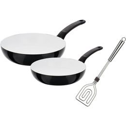 GSW Pfannen-Set CERAMICA BLANCA, Aluminium (Set, 3-tlg., 1x Bratpfanne Ø 24 cm, 1x Bratpfanne Ø 28 cm), Induktion, schwarz