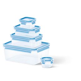 Emsa Frischhaltedose Clip & Close, Kunststoff, (5-tlg), (0,15+0,20+0,55+1,00+3,70L), Kunststoff, 100 % dicht, Frischedichtung, blau|weiß