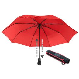 Euroschirm® Taschenregenschirm light trek, kompakte Größe, mit Automatik und integriertem Kompass im Griff, rot