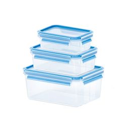 Emsa Frischhaltedose Clip & Close, Kunststoff, (Set, 3-tlg), 0,55/1/2,2L,auslaufsicher, hygienisch, innovative Deckeltechnologie, blau|weiß