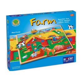 Huch & friends Huch! Puzzle Wooden Line Farm, 9 Puzzleteile, 9 Maxi-Teile, bunt