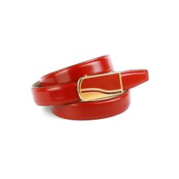 Anthoni Crown Ledergürtel in schmaler Form mit Designer Schließe, rot