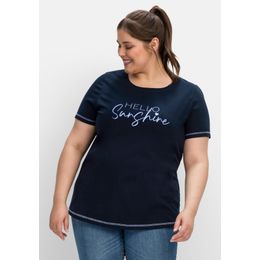 sheego Große Größen: Jerseyshirt mit Wordingprint, leicht tailliert, nachtblau bedruckt, Gr.48/50