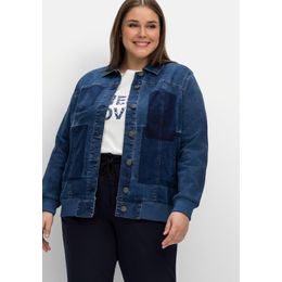 sheego Große Größen: Jeansblouson in Patch-Optik, blue Denim, Gr.44