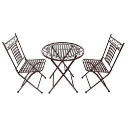 Metall-Tischset mit 2 Stühlen 62,9x62,9 x70,4 cm, dkl.braun