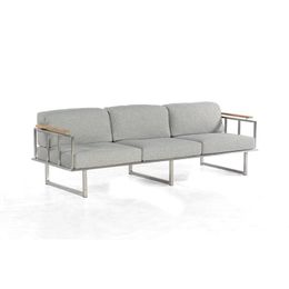 MUESING GMBH & CO KG 3-Sitzer Sofa Lotus Edelstahl/Teakholz i nkl. Kissen SonnenPartner