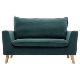 Miliboo Skandinavisches Sofa 2-Sitzer mit Samteffekt in Blaugrün JONAS