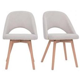 Miliboo Skandinavische Stühle aus beigem Stoff mit Samteffekt und massivem Buchenholz (2er-Set) COSETTE