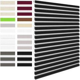 ECD Germany - Doppelrollo Klemmfix ohne Bohren, 95x150 cm, Schwarz, lichtdurchlässig und verdunkelnd, Fensterrollo Seitenzugrollo Sonnenschutzrollo