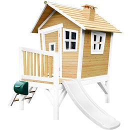 AXI - Spielhaus Robin mit weißer Rutsche Stelzenhaus in Braun & Weiß aus fsc Holz für Kinder Spielturm für den Garten - Braun