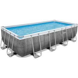 Bestway Power Steel™ Solo Pool ohne Zubehör 549 x 274 x 122 cm, Rattan-Optik (Schiefergrau), eckig - Grau