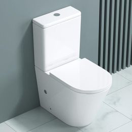 Doporro - Design Stand wc 108T inkl. Softclose Absenkautomatik 36x63x82cm Stand-Toilette Weiß spülrandlos - Weiß | Modell S108T