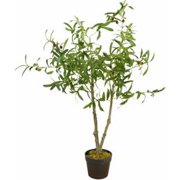 Spetebo - Kunstpflanze im Blumentopf 105 cm - Oliven Baum - Künstliche Deko Pflanze